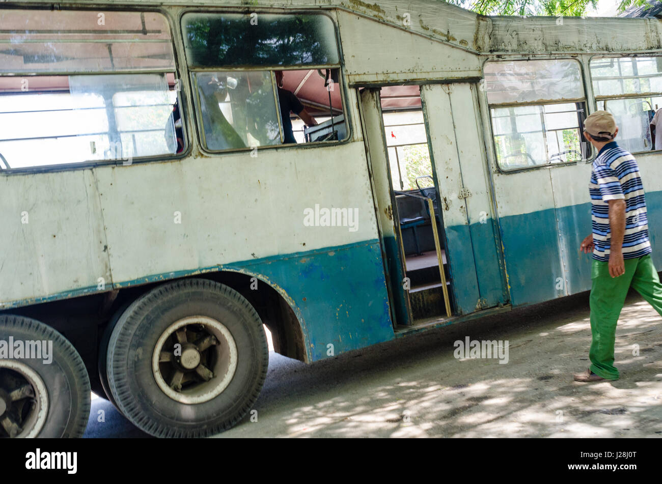 Cuba, Ciego de Ávila, Morón, saddle-bus (camel bus) in Moron Stock ...