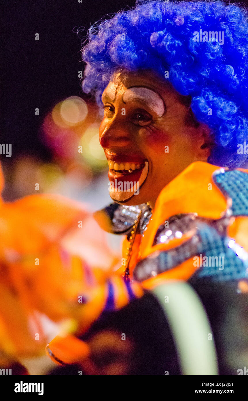 Cuba, Havana, carnival in Havana, clown on the carnival parade, in July ...