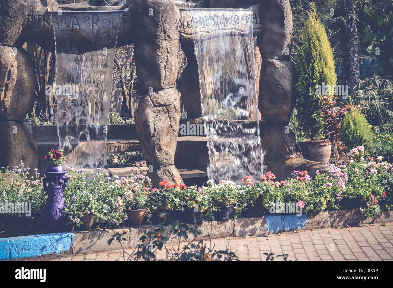 giza, egypt, march 25, 2017: view of waterfalls at orman garden Stock ...
