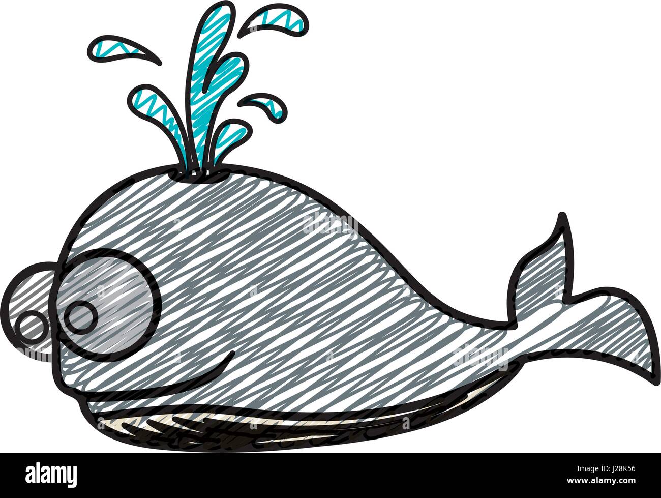 color pencil drawing of whale and water jet Stock Vector Image & Art ...