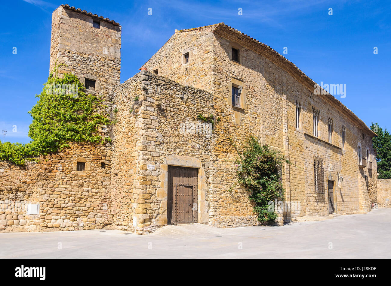 Medieval building in the village of Peratallada, Catalonia, Spain Stock ...