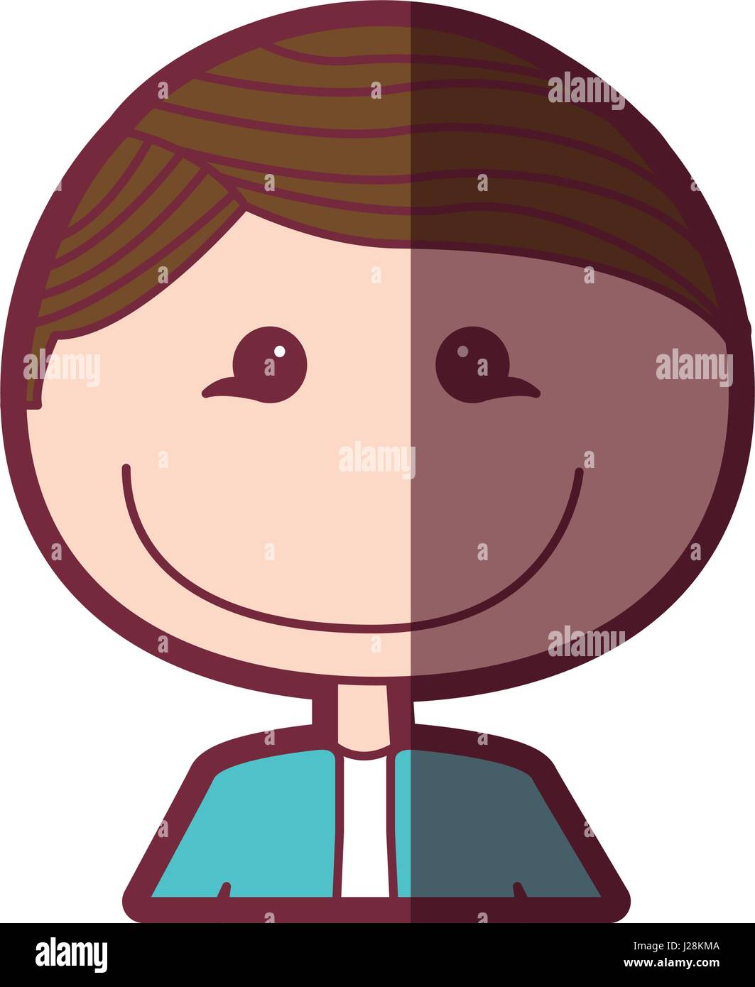 color silhouette shading cartoon half body male with formal suit Stock ...