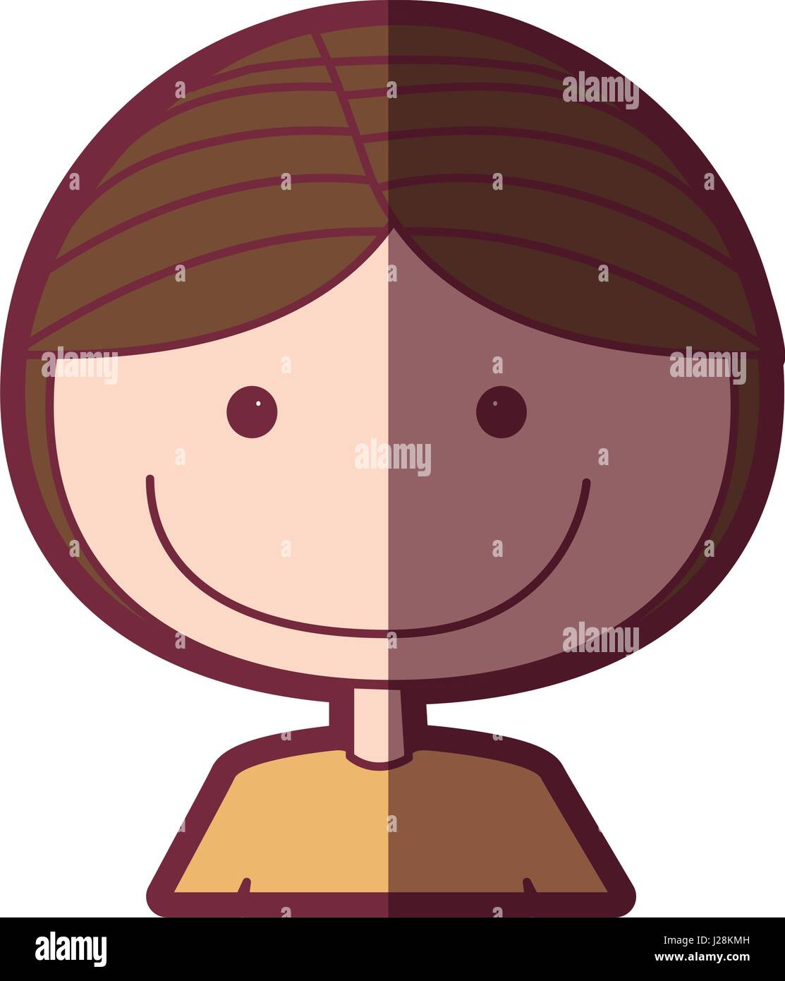 color silhouette shading cartoon half body guy with brown hair Stock ...