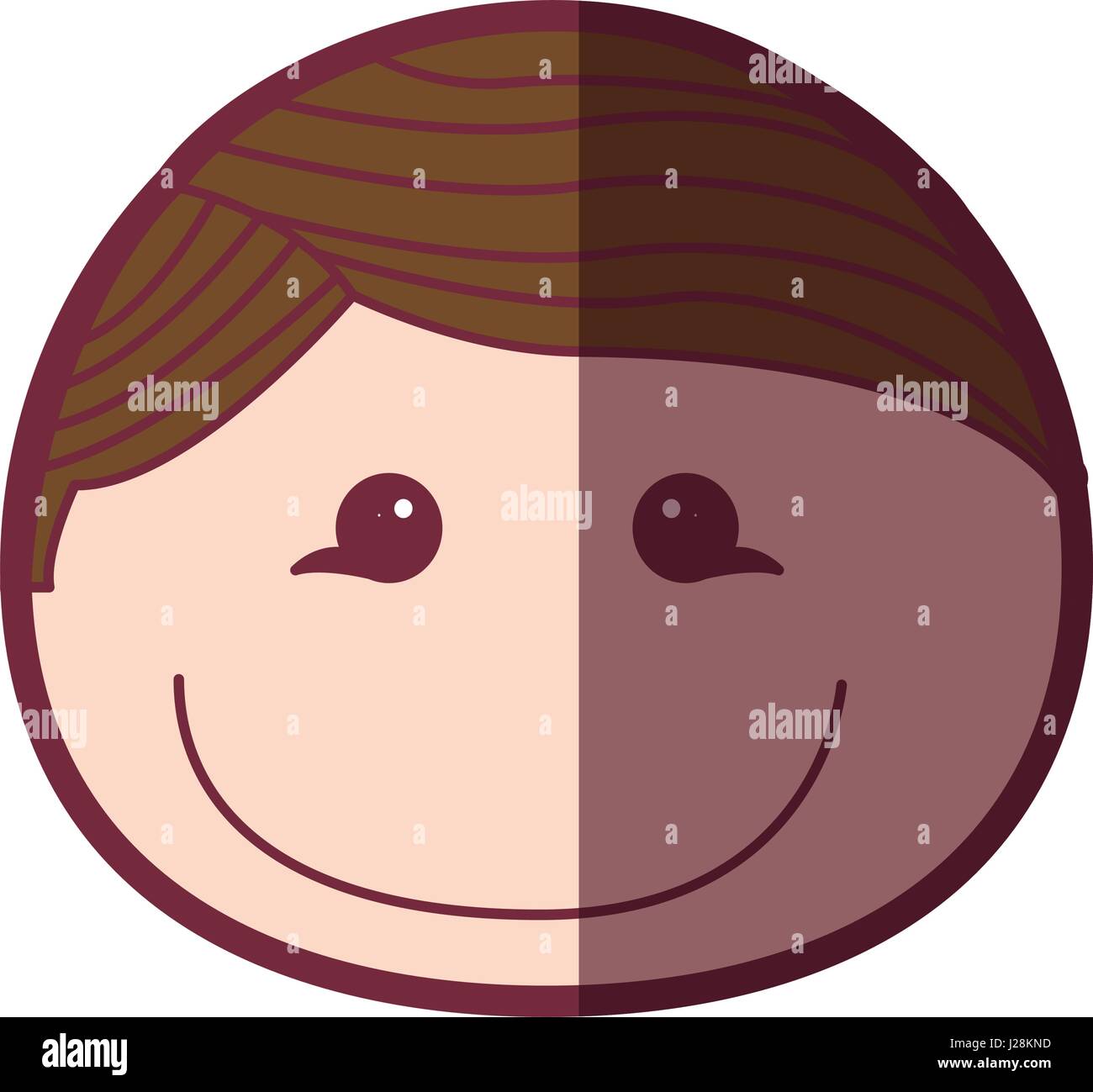 color silhouette shading cartoon front face man with expressive eyes ...