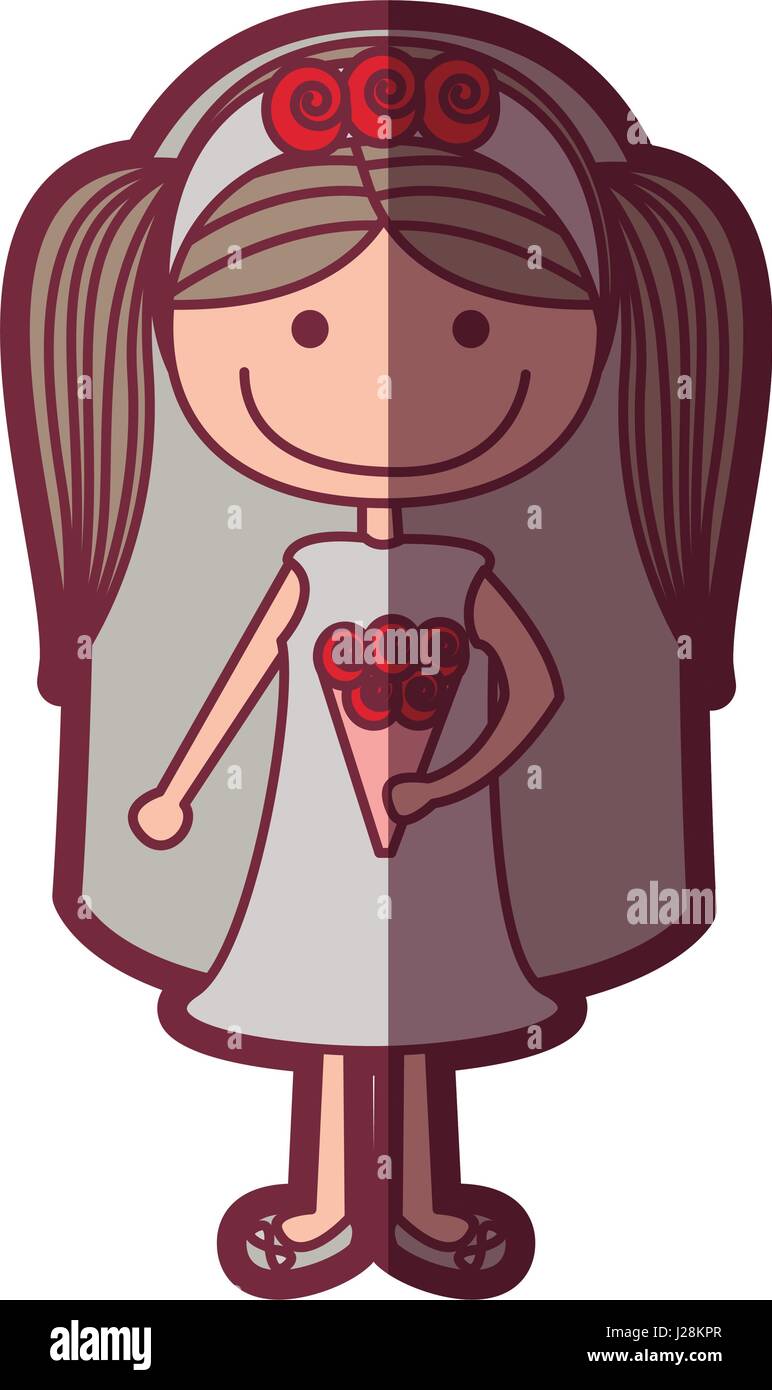 color silhouette shading cartoon woman in wedding dress with light ...