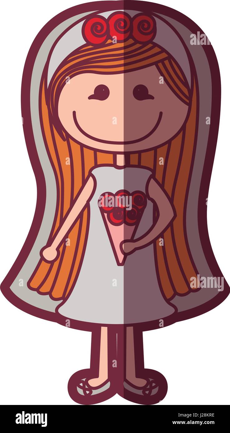 color silhouette shading cartoon woman in wedding dress with expressive ...