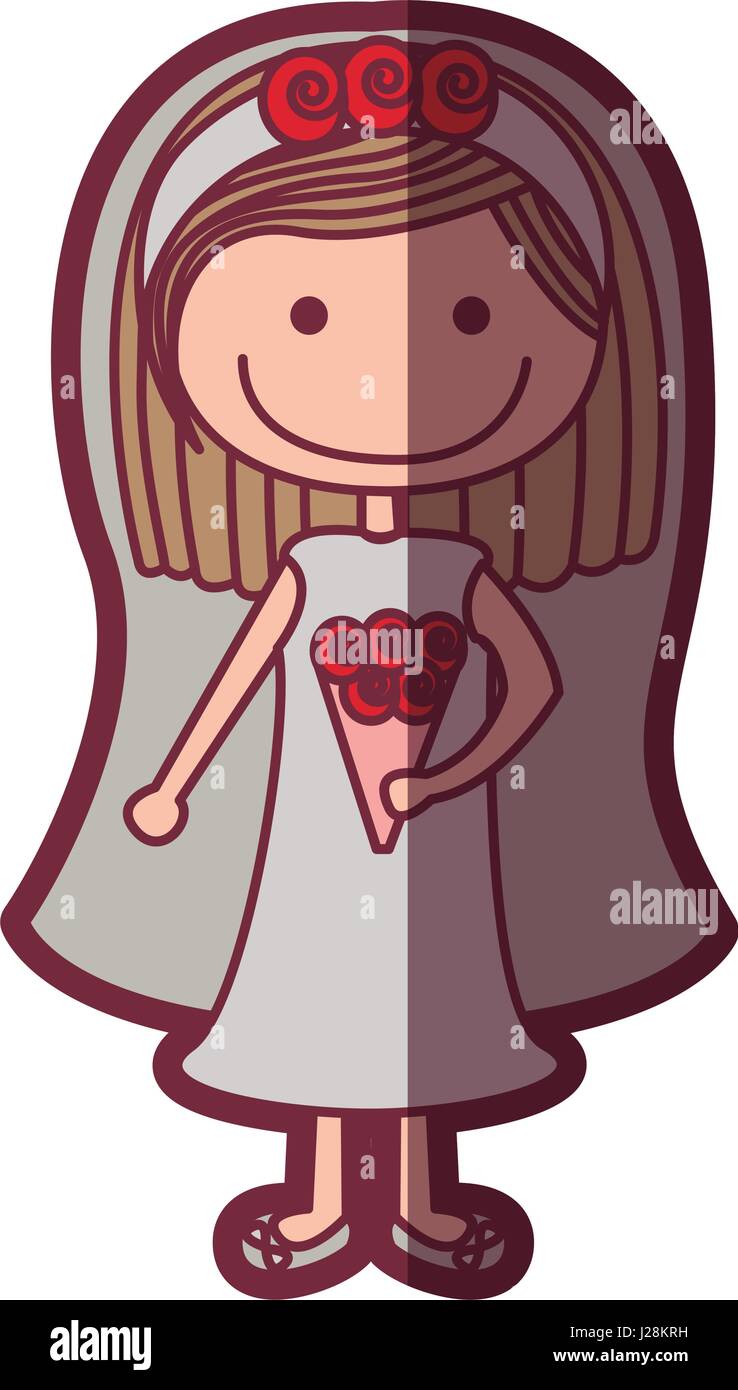 color silhouette shading cartoon woman in wedding dress with light ...