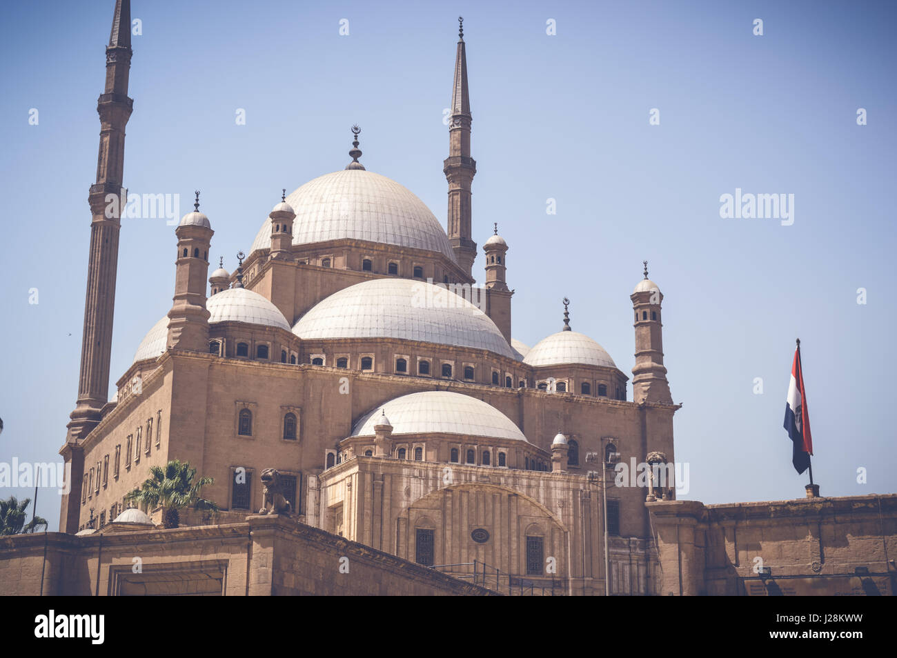muhammad ali mosque with view of egyptian flag Stock Photo - Alamy