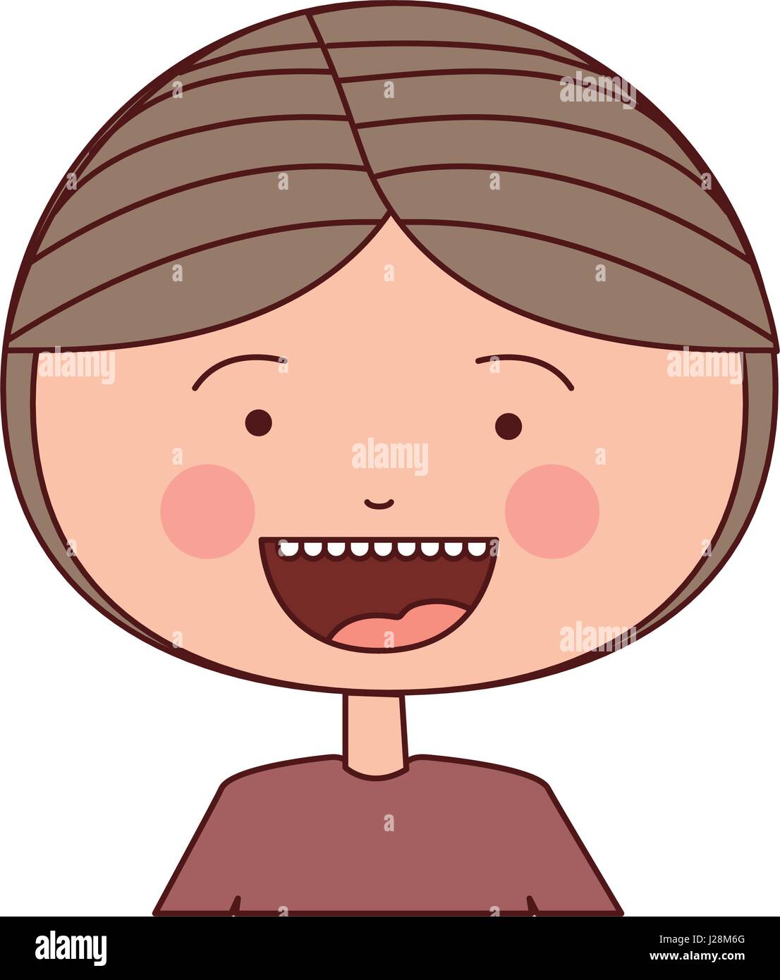 color silhouette smile expression cartoon half body guy with brown hair ...