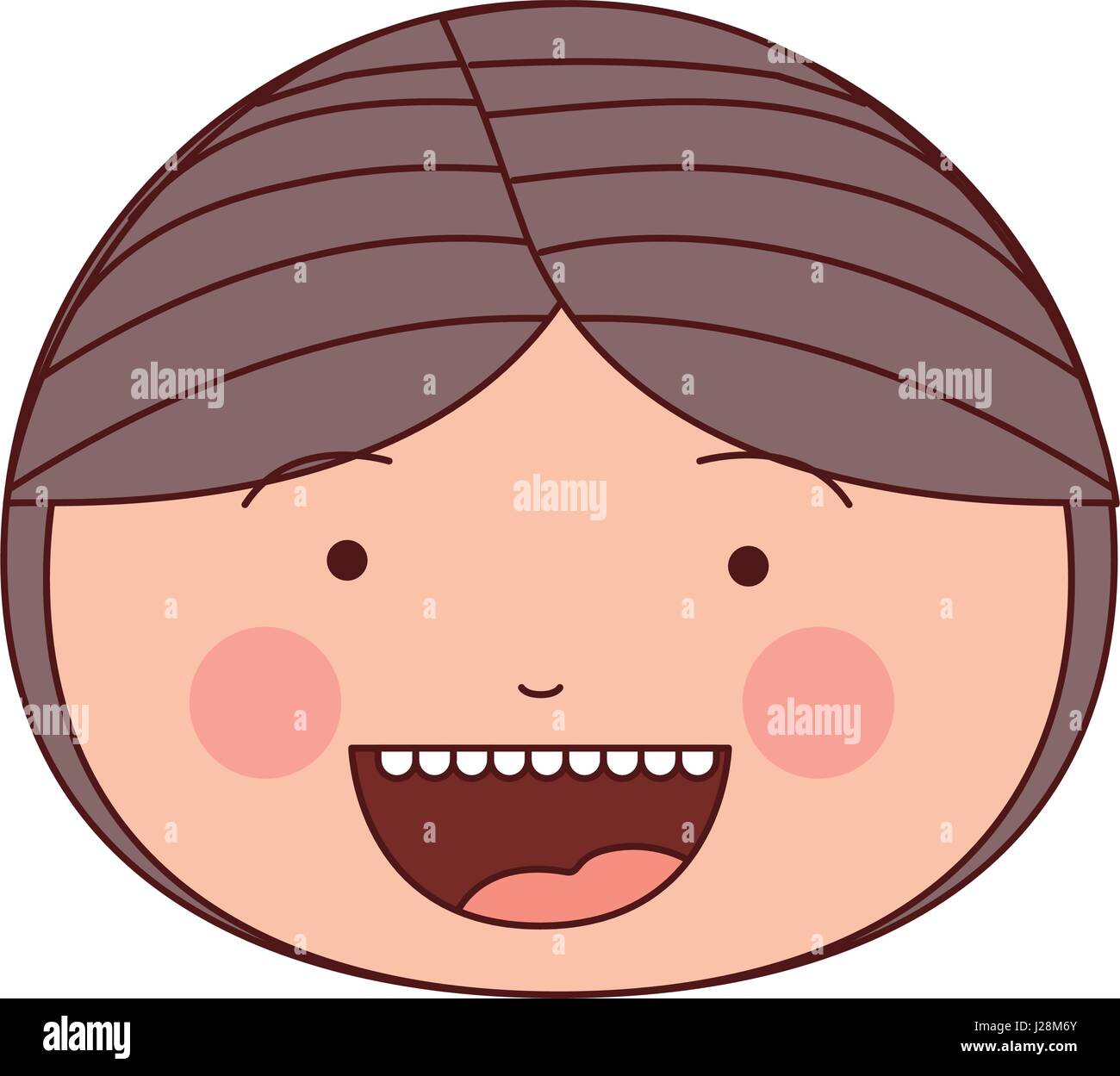 color silhouette smile expression cartoon front face boy with brown ...