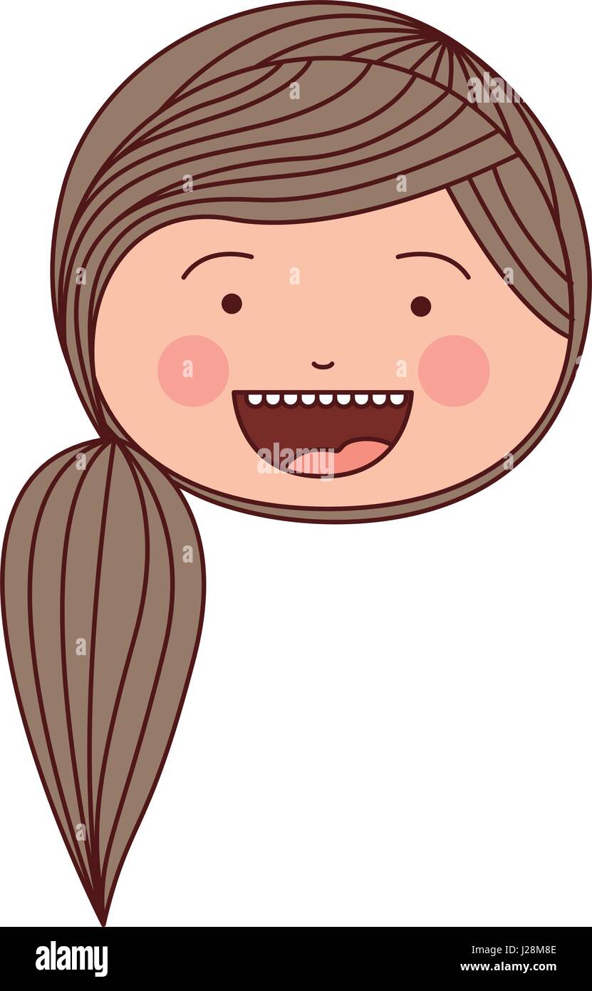 color silhouette smile expression cartoon front face woman with side ...