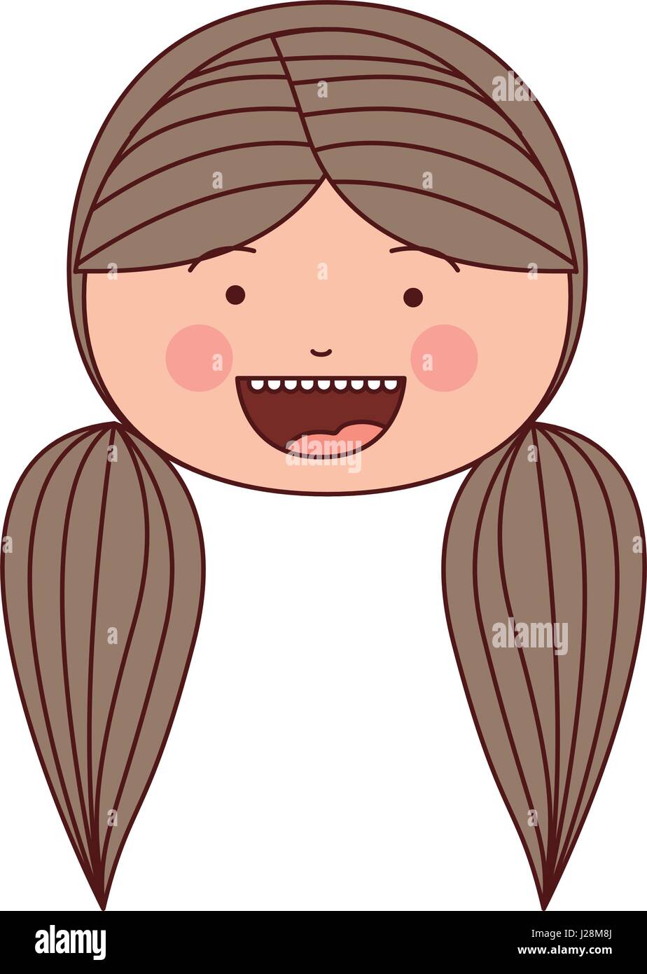 color silhouette smile expression cartoon front face woman with striped ...