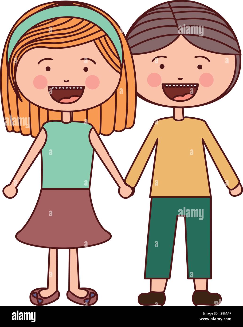 color silhouette smile expression cartoon couple in suit informal with ...