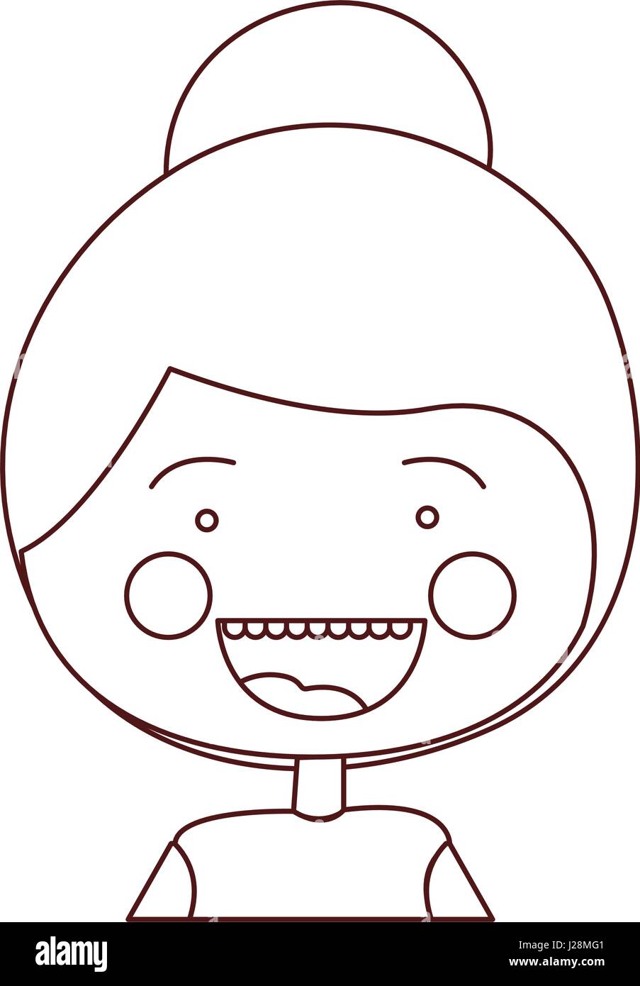 sketch contour smile expression cartoon half body woman with collected ...
