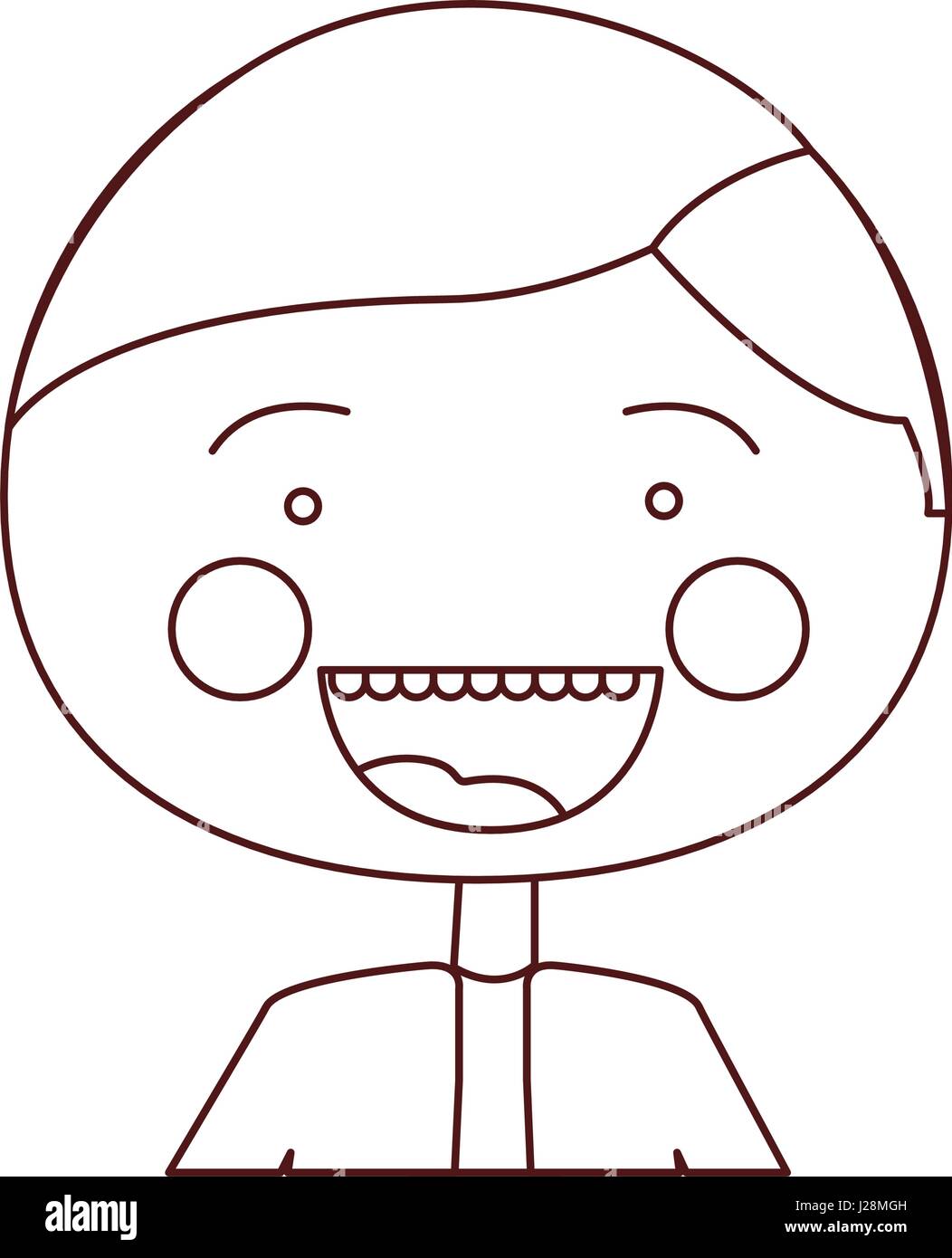 sketch contour smile expression cartoon half body male with formal suit ...