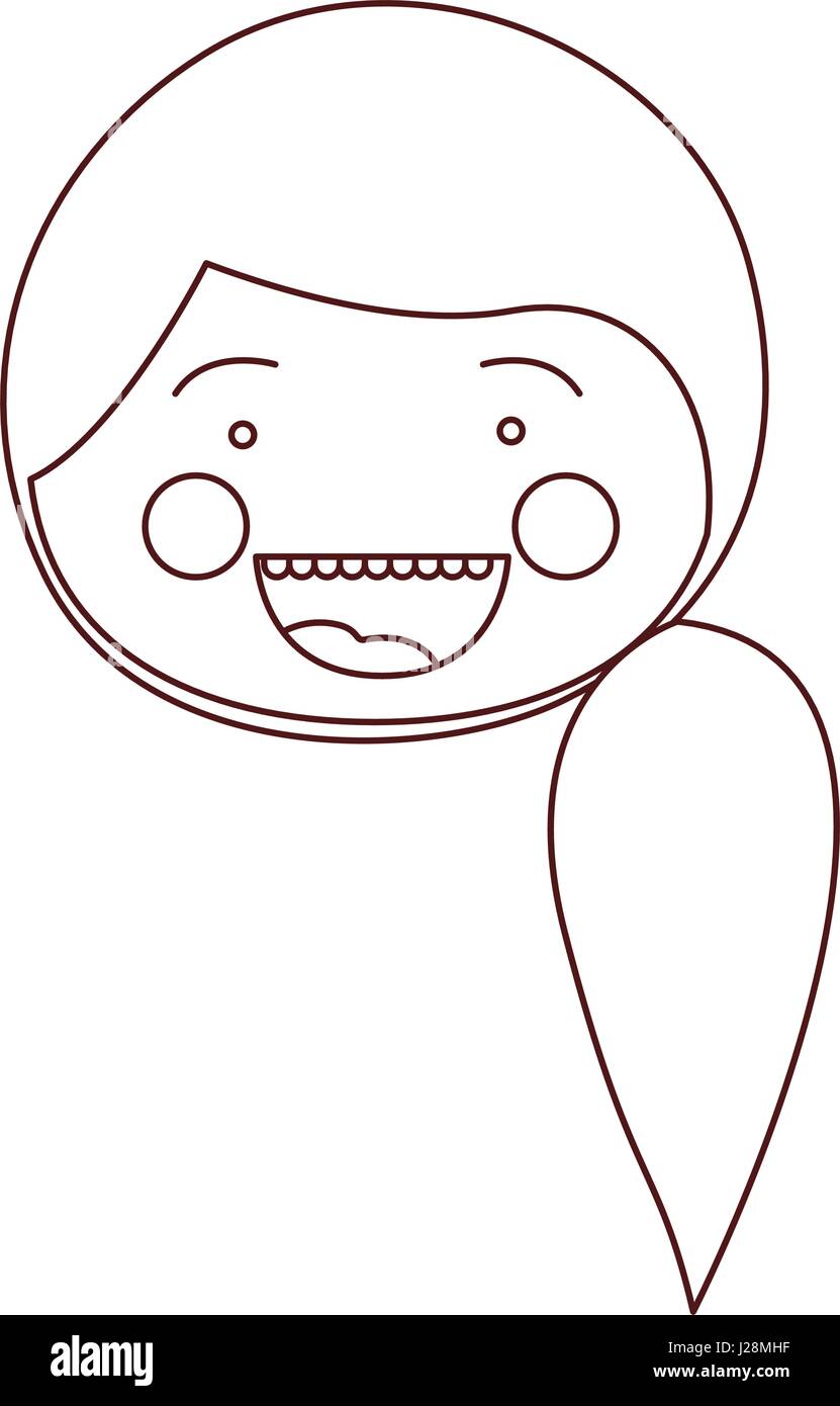 sketch contour smile expression cartoon front face woman with side ...