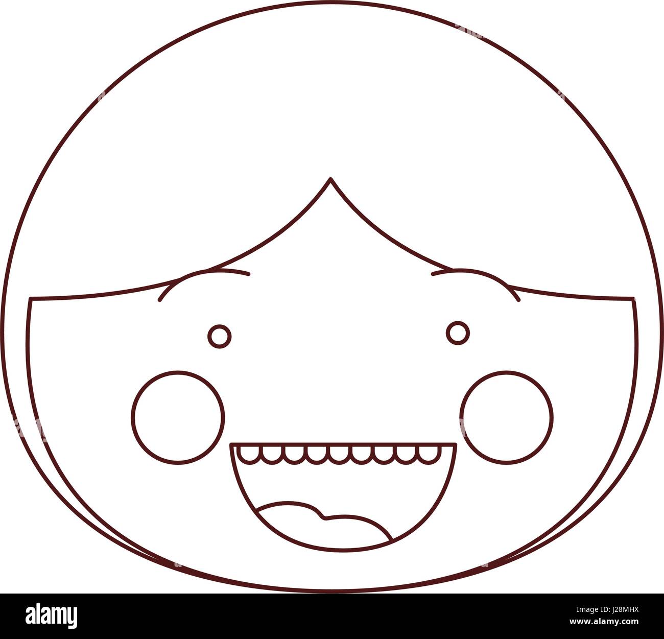 sketch contour smile expression cartoon front face boy hairstyle Stock ...