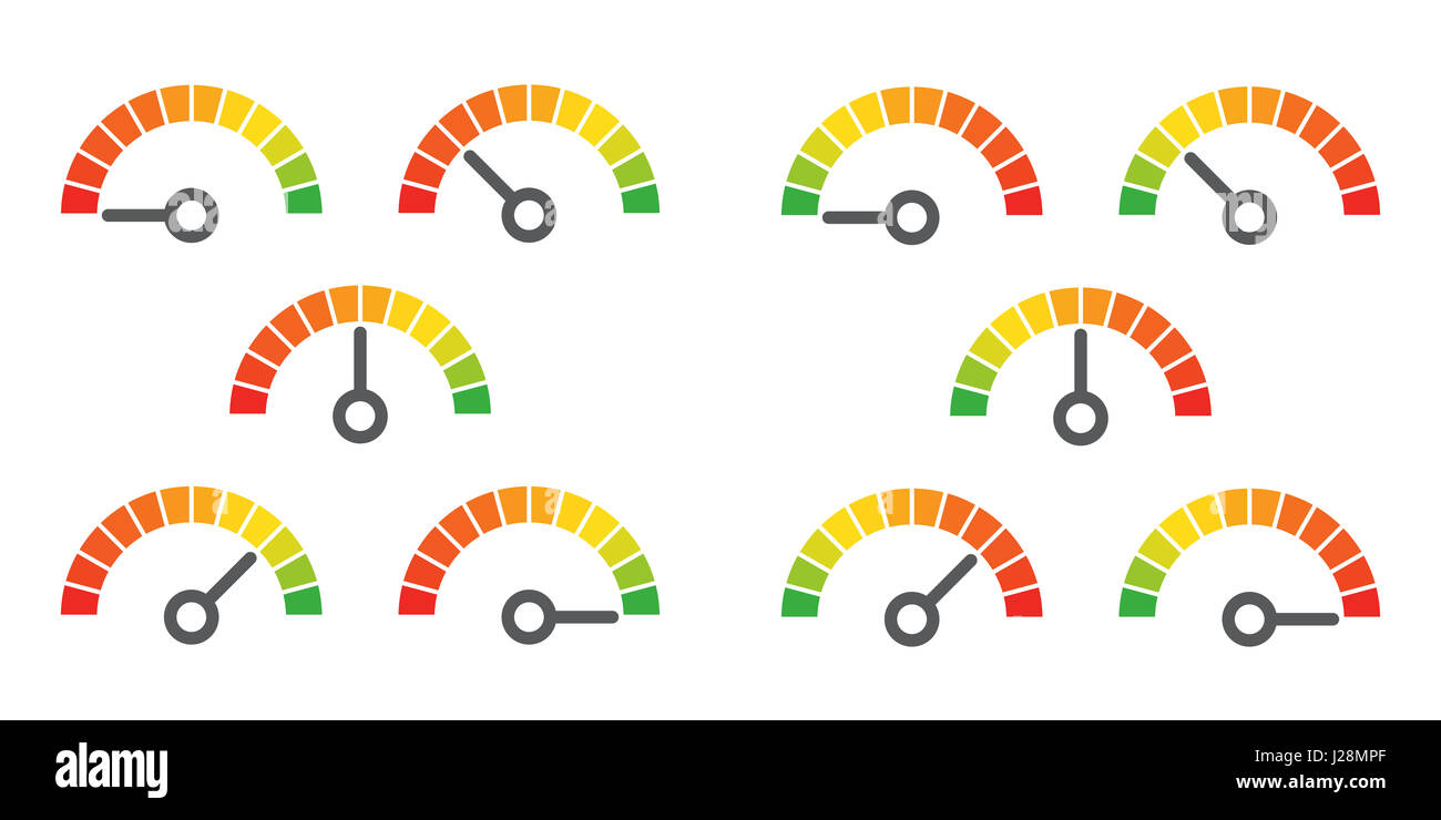 Meter signs infographic gauge element from red to green and green to ...