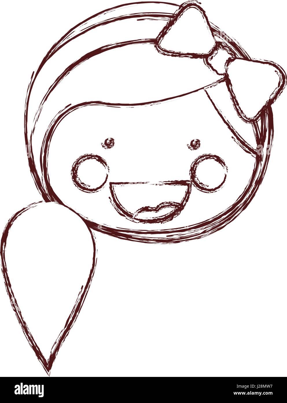 blurred contour smile expression cartoon front face woman with side ...