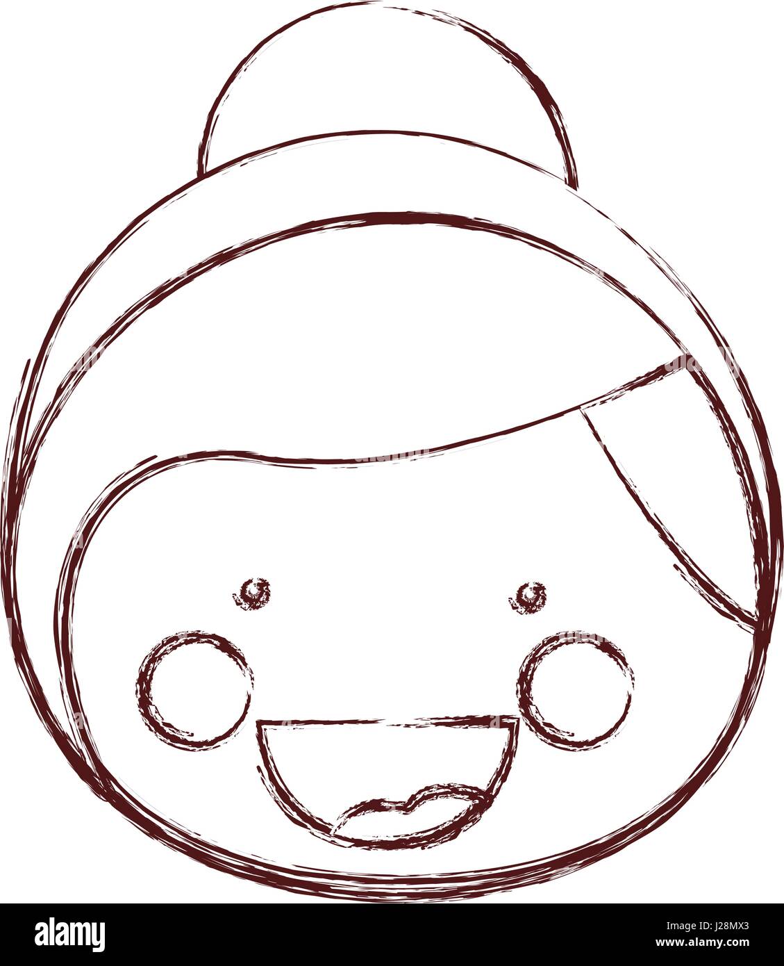 blurred contour smile expression cartoon front face girl with collected ...