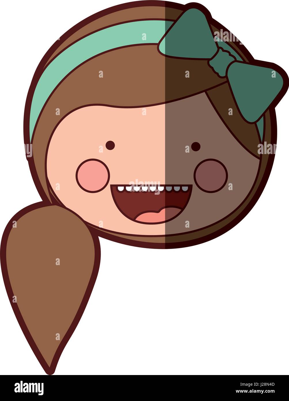 color silhouette shading smile expression cartoon front face woman with ...