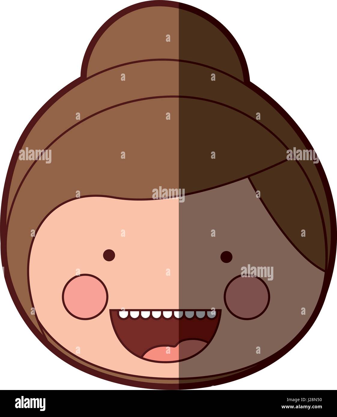 color silhouette shading smile expression cartoon front face woman with ...