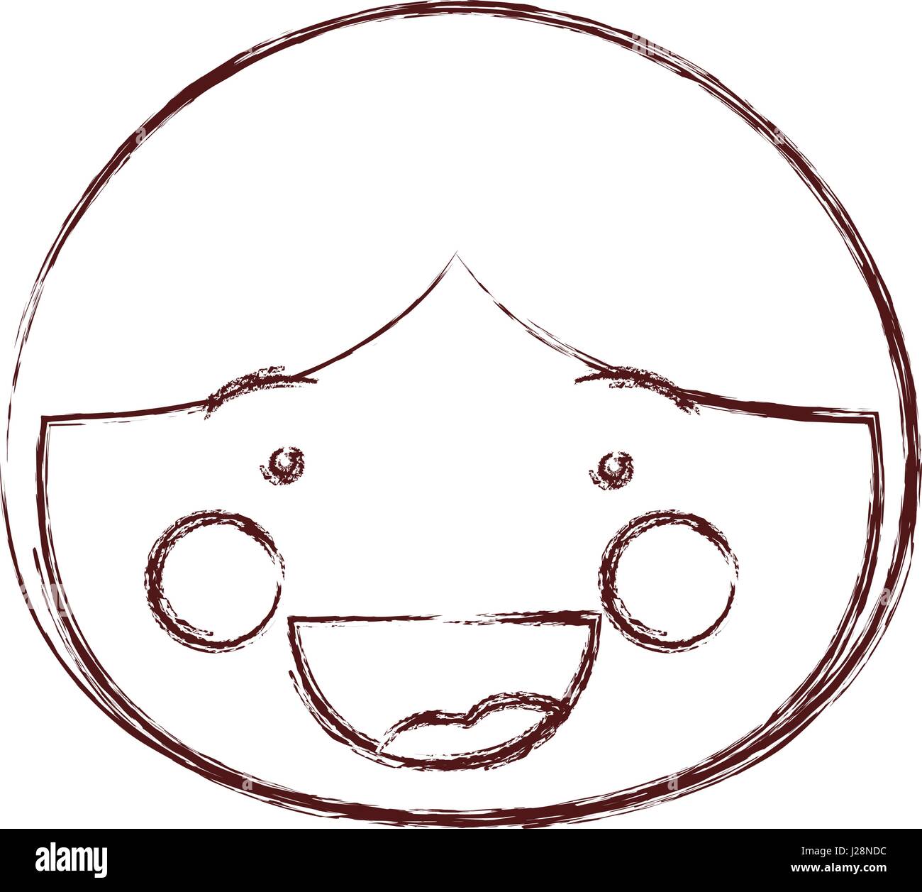 blurred contour shading smile expression cartoon front face boy ...