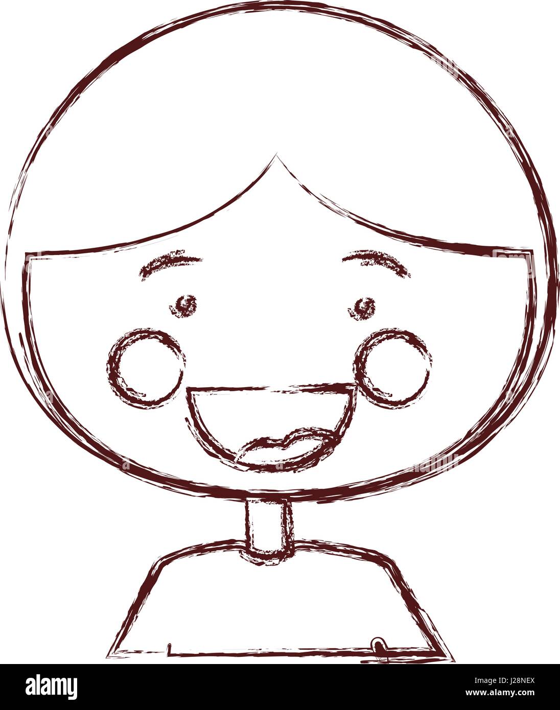 blurred contour shading smile expression cartoon half body guy with ...