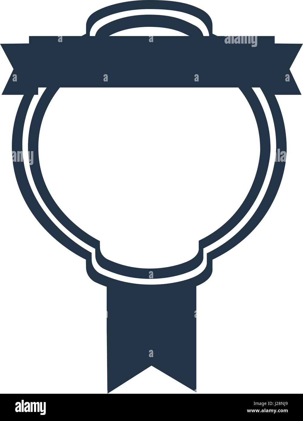 blue dark color silhouette of round stamp with ribbons Stock Vector ...