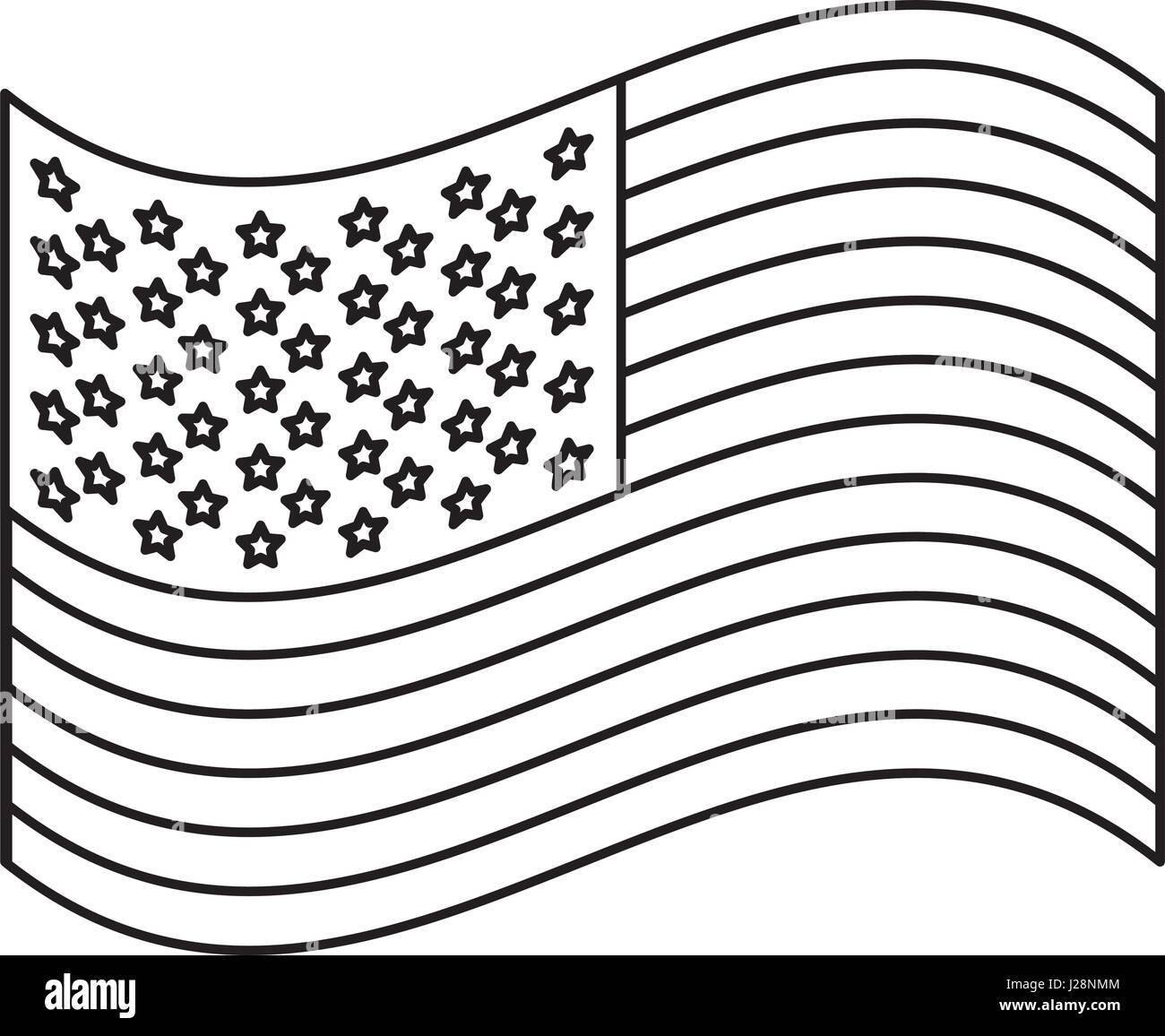 Vector illustration waving flag outline Black and White Stock Photos ...