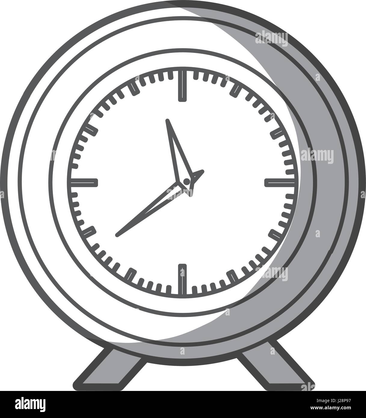 grayscale silhouette of desk clock with thick contour Stock Vector ...