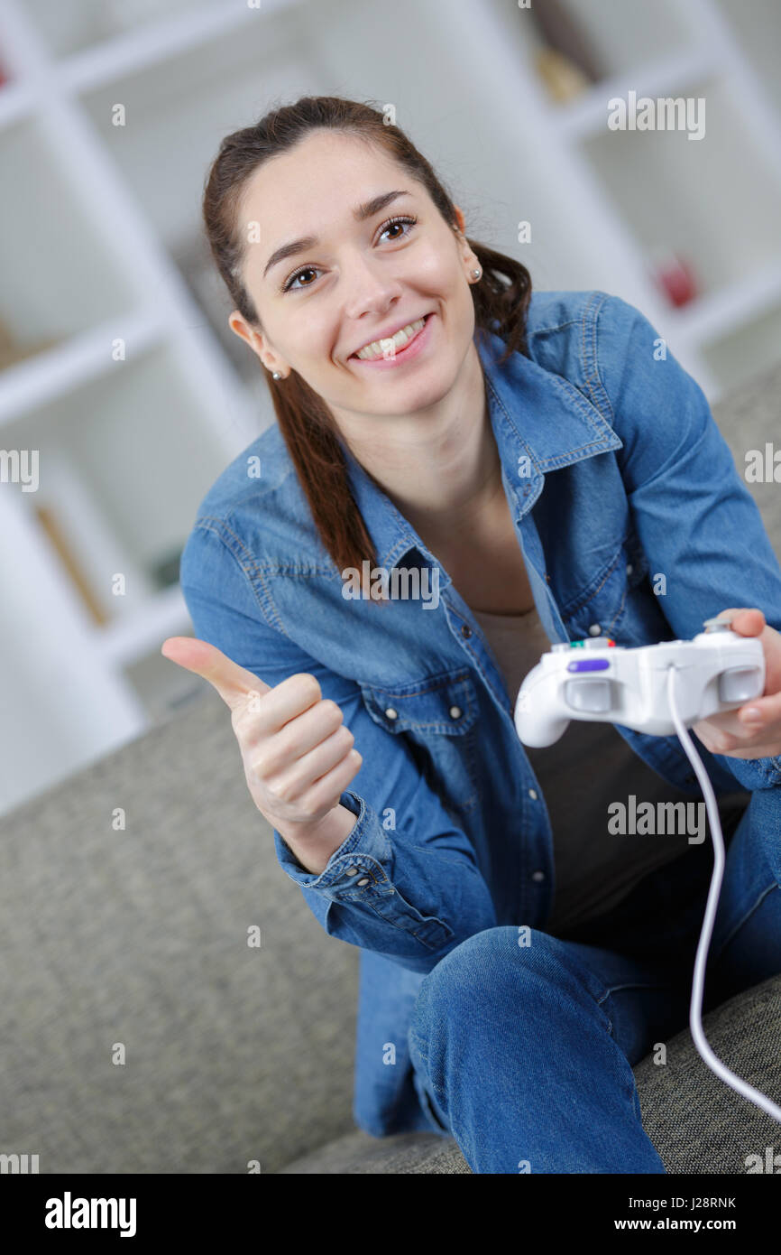 girl playing computer games Stock Photo - Alamy