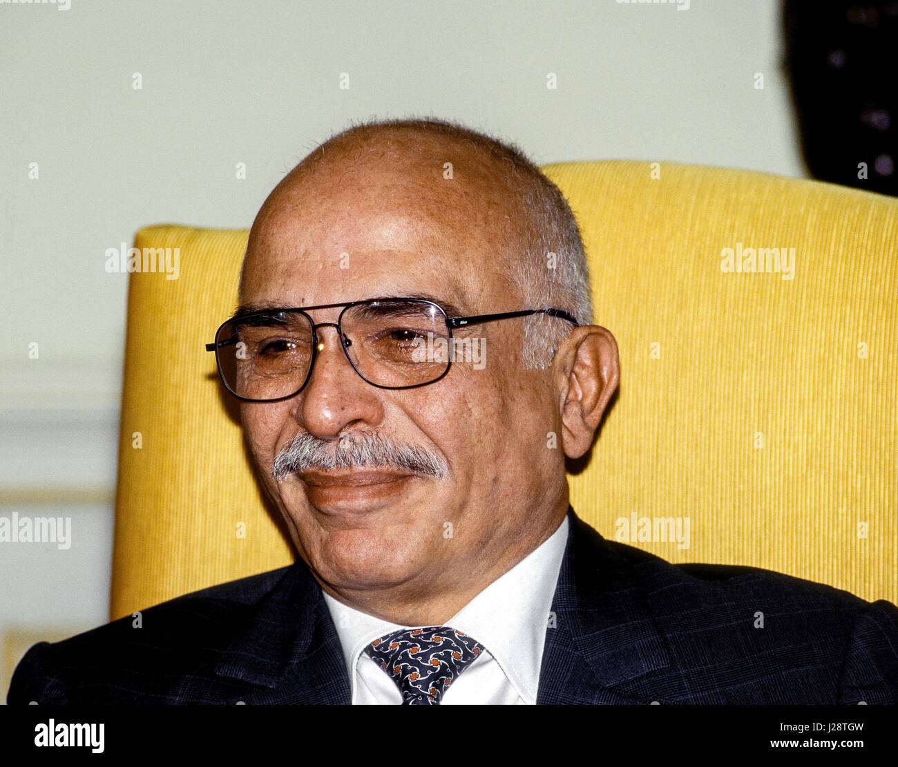 King Hussein bin Talal of Jordan sits in the Oval Office of the White ...