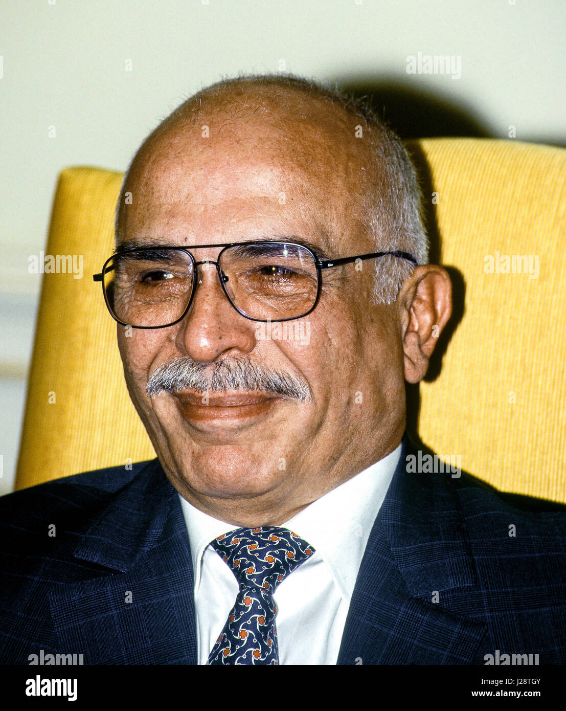 King Hussein bin Talal of Jordan sits in the Oval Office of the White ...