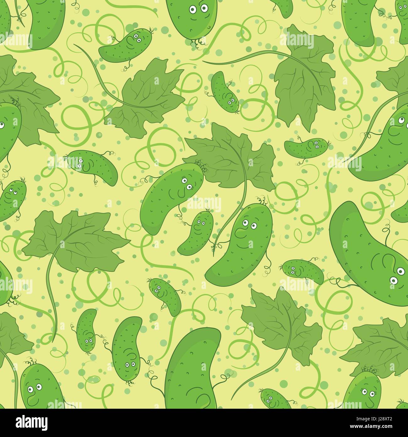 Seamless cartoon background, family of cucumbers, parent and children ...