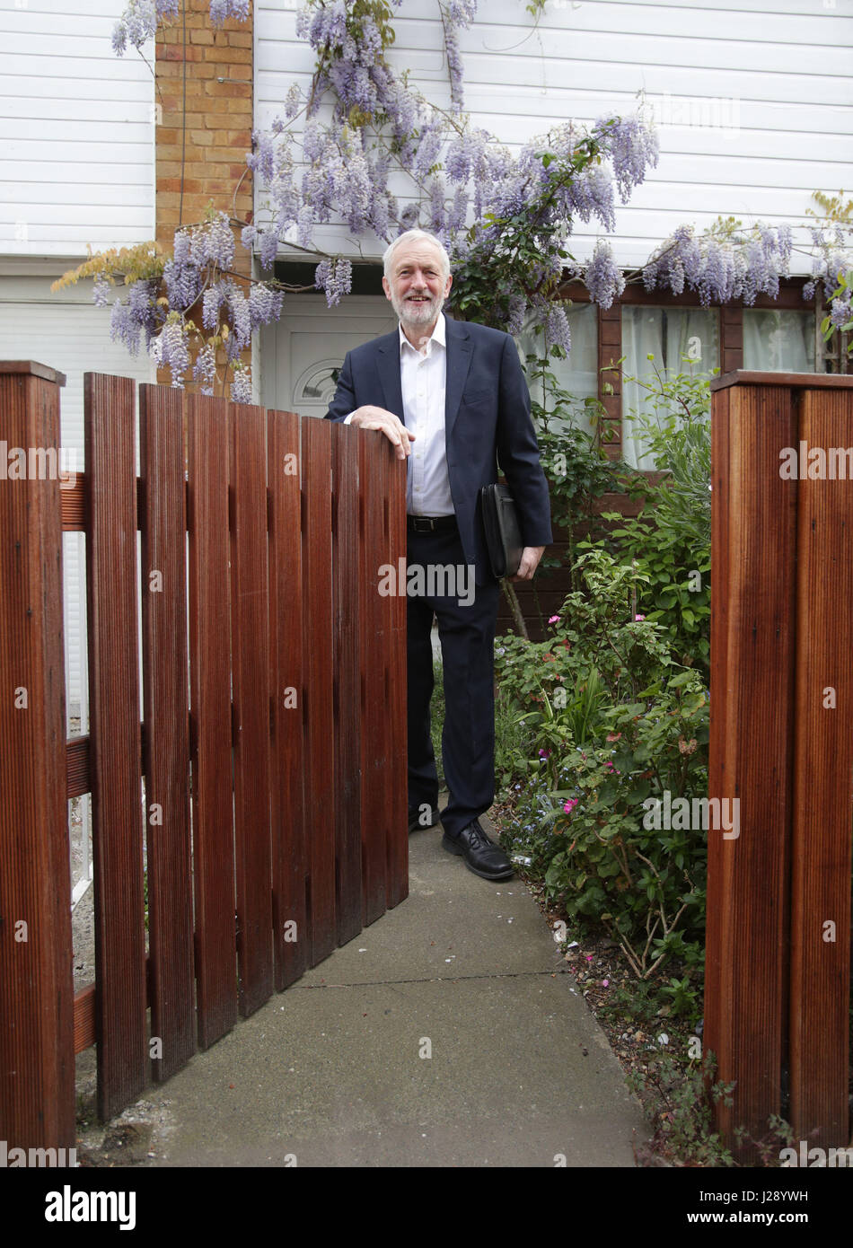 Labour leader Jeremy Corbyn leaves his home in north London, before ...