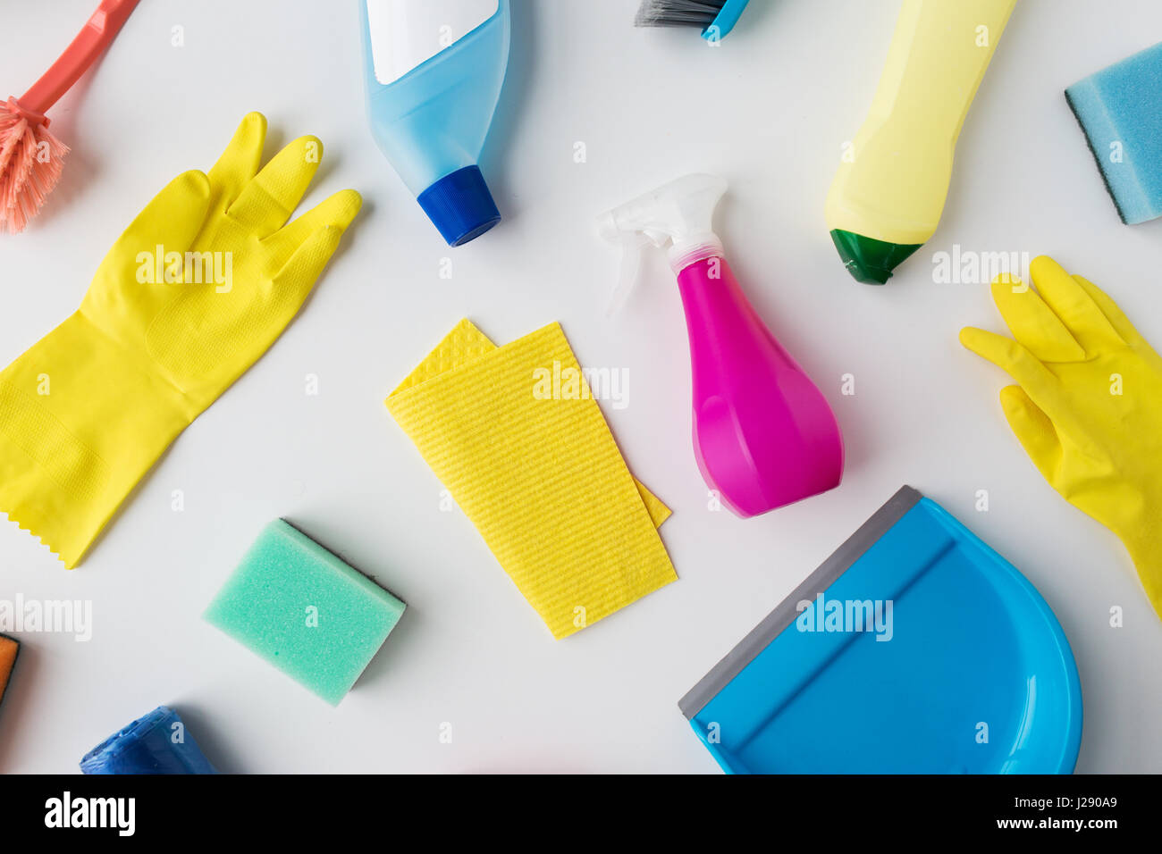 cleaning stuff on white background Stock Photo - Alamy