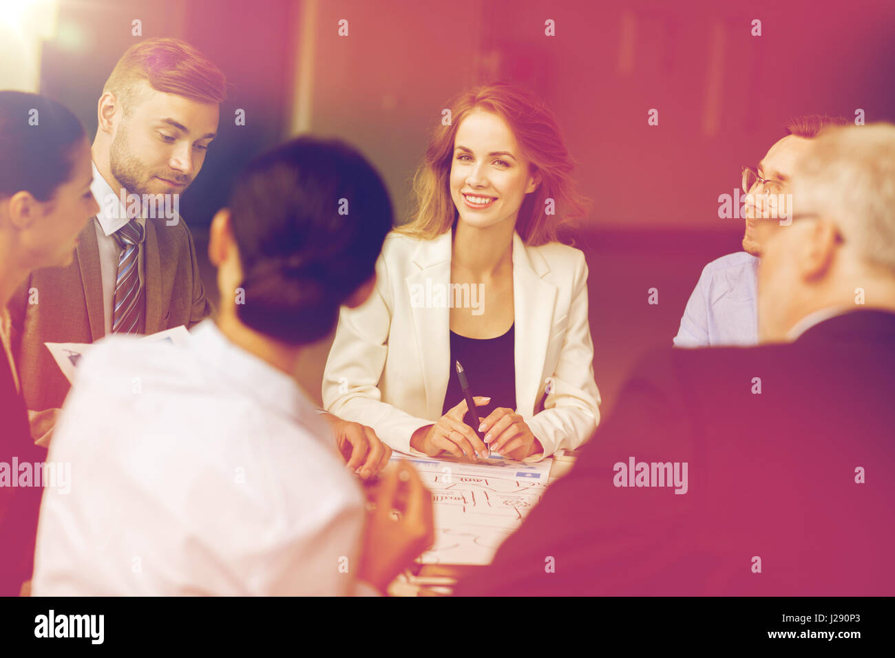 business team with scheme meeting at office Stock Photo - Alamy