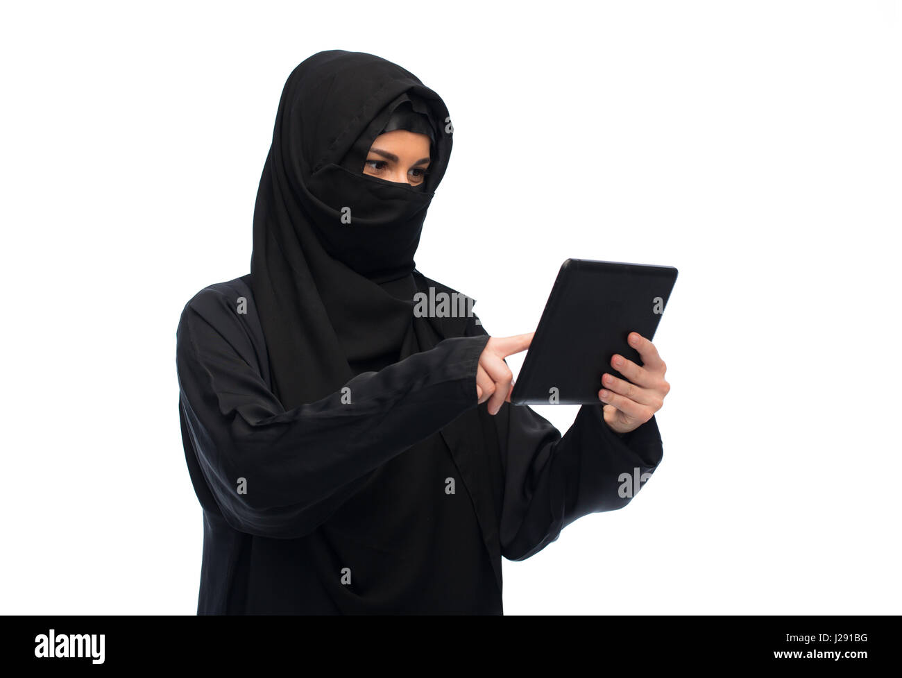 muslim woman in hijab with tablet pc computer Stock Photo - Alamy