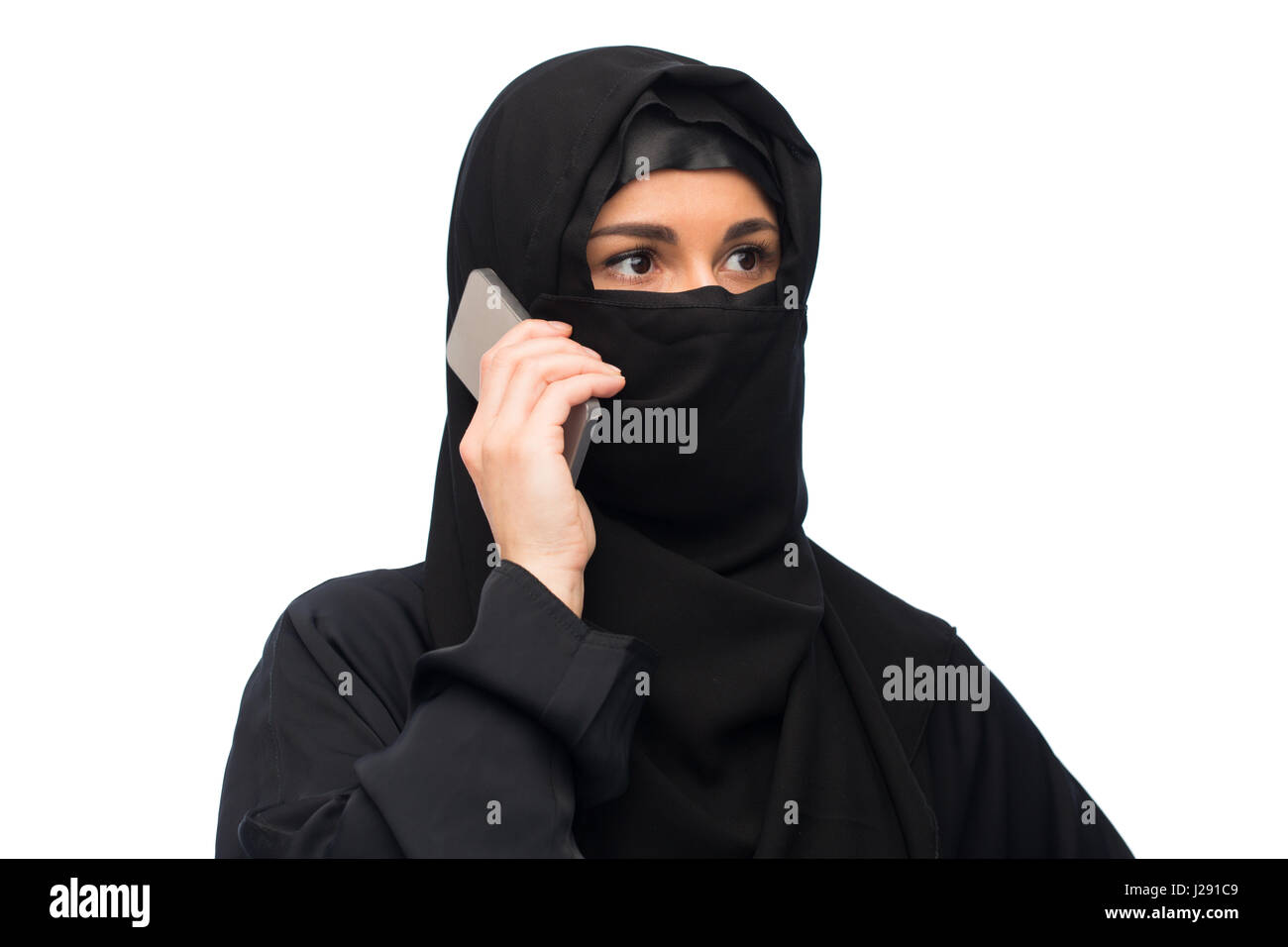muslim woman in hijab over white background Stock Photo - Alamy