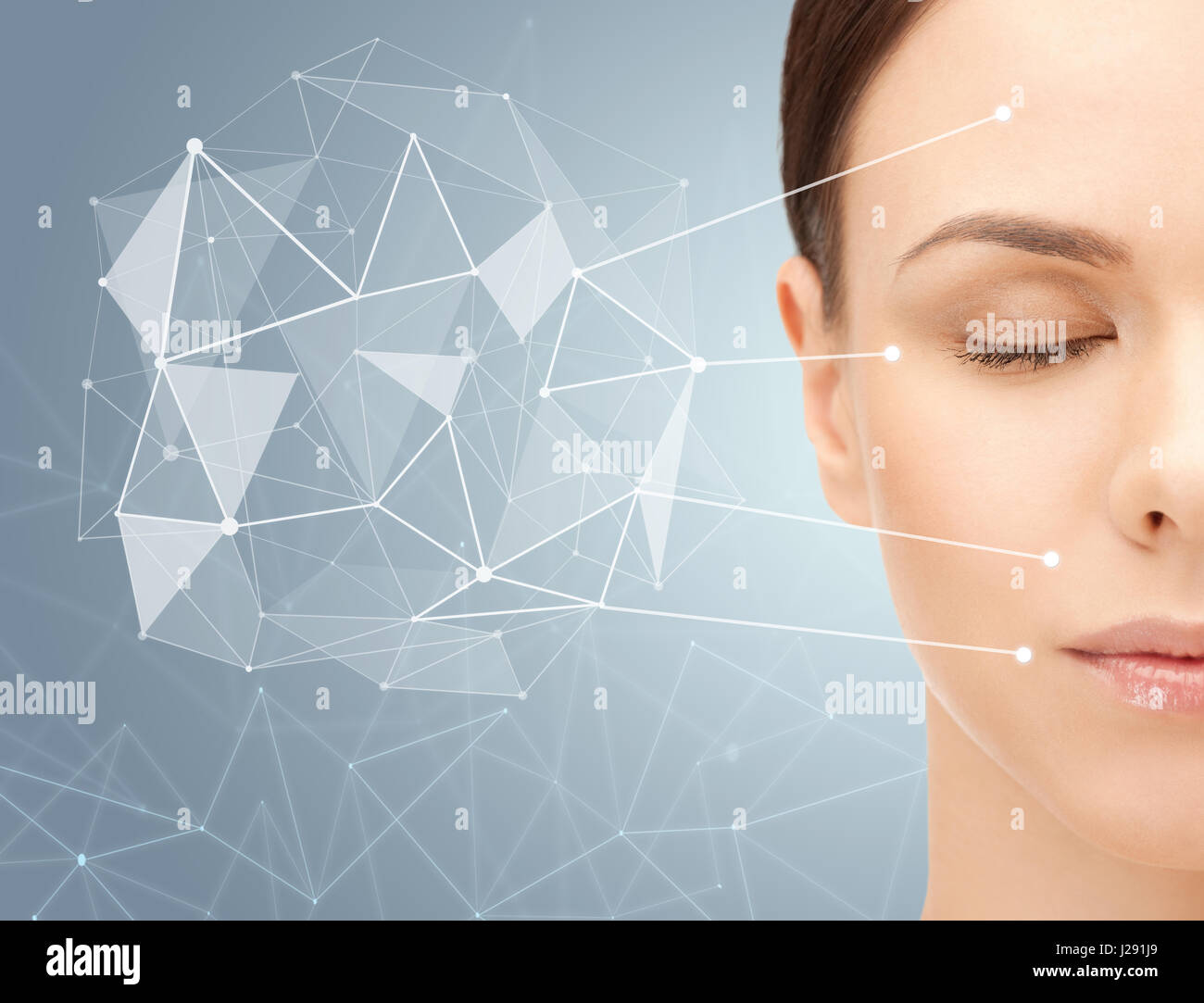 Woman face low poly projection hi-res stock photography and images - Alamy