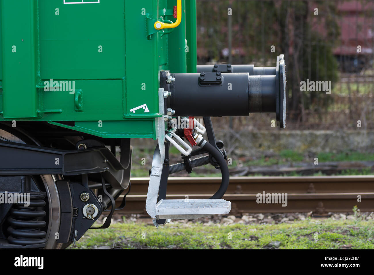 Burgas, Bulgaria - March 20, 2017 - Freight cargo train Buffer- 4axled ...