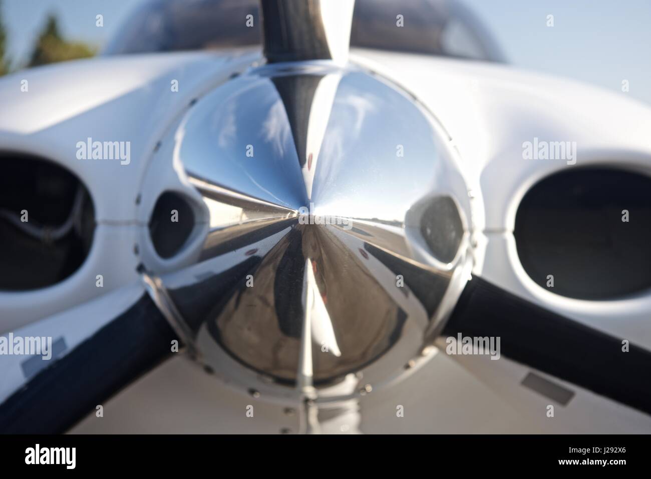 The propeller of a light aircraft in California in the west coast of ...