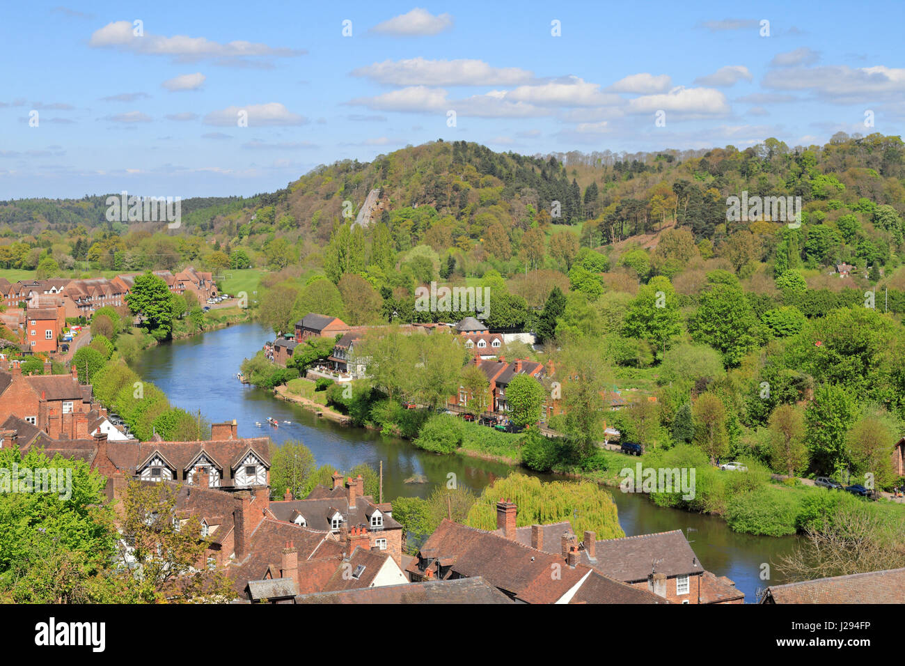 Bridgnorth, the River Severn and High Rock from Castle Terrace ...