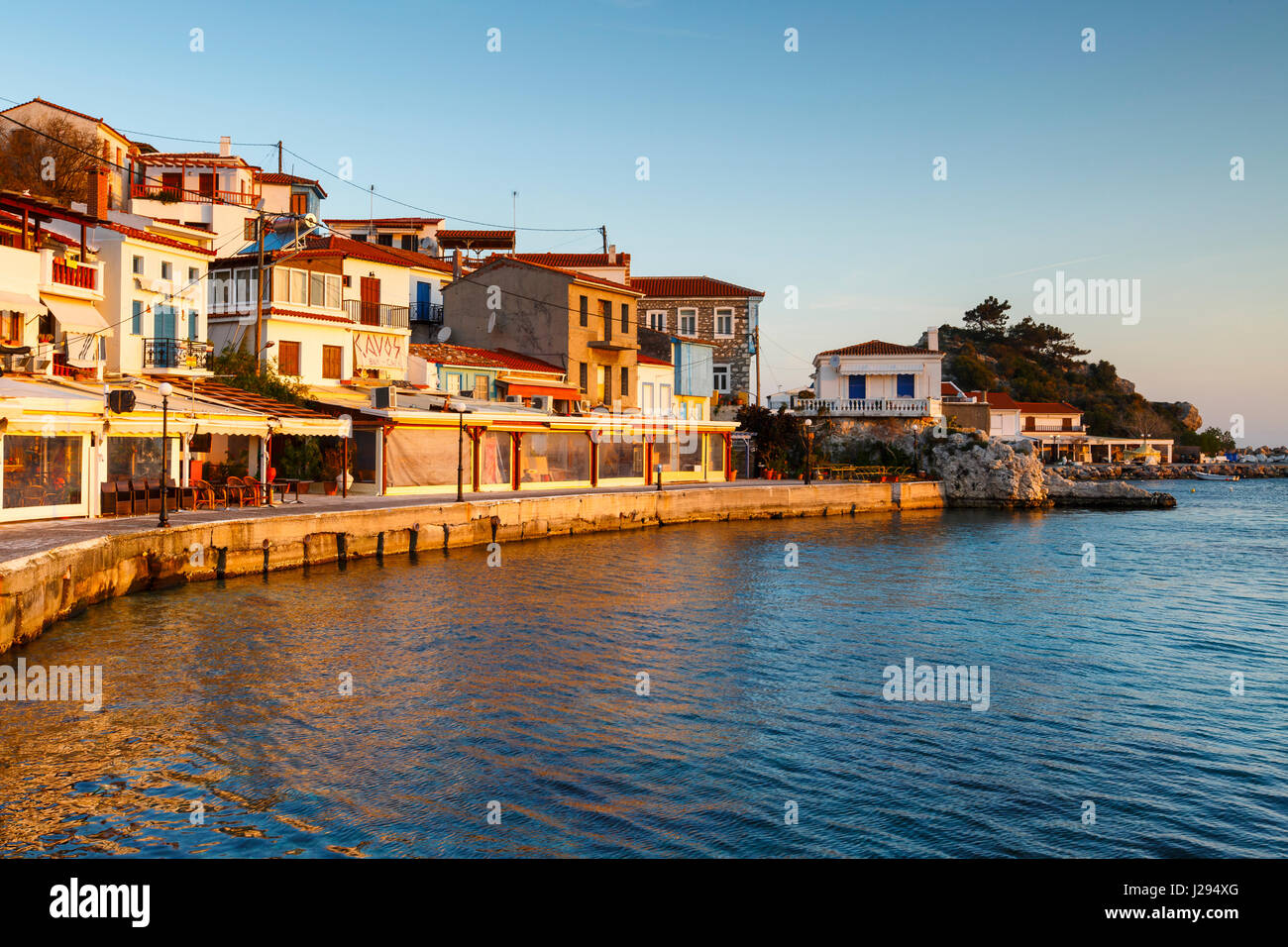 Seafront of Kokkari village on Samos island, Greece Stock Photo - Alamy