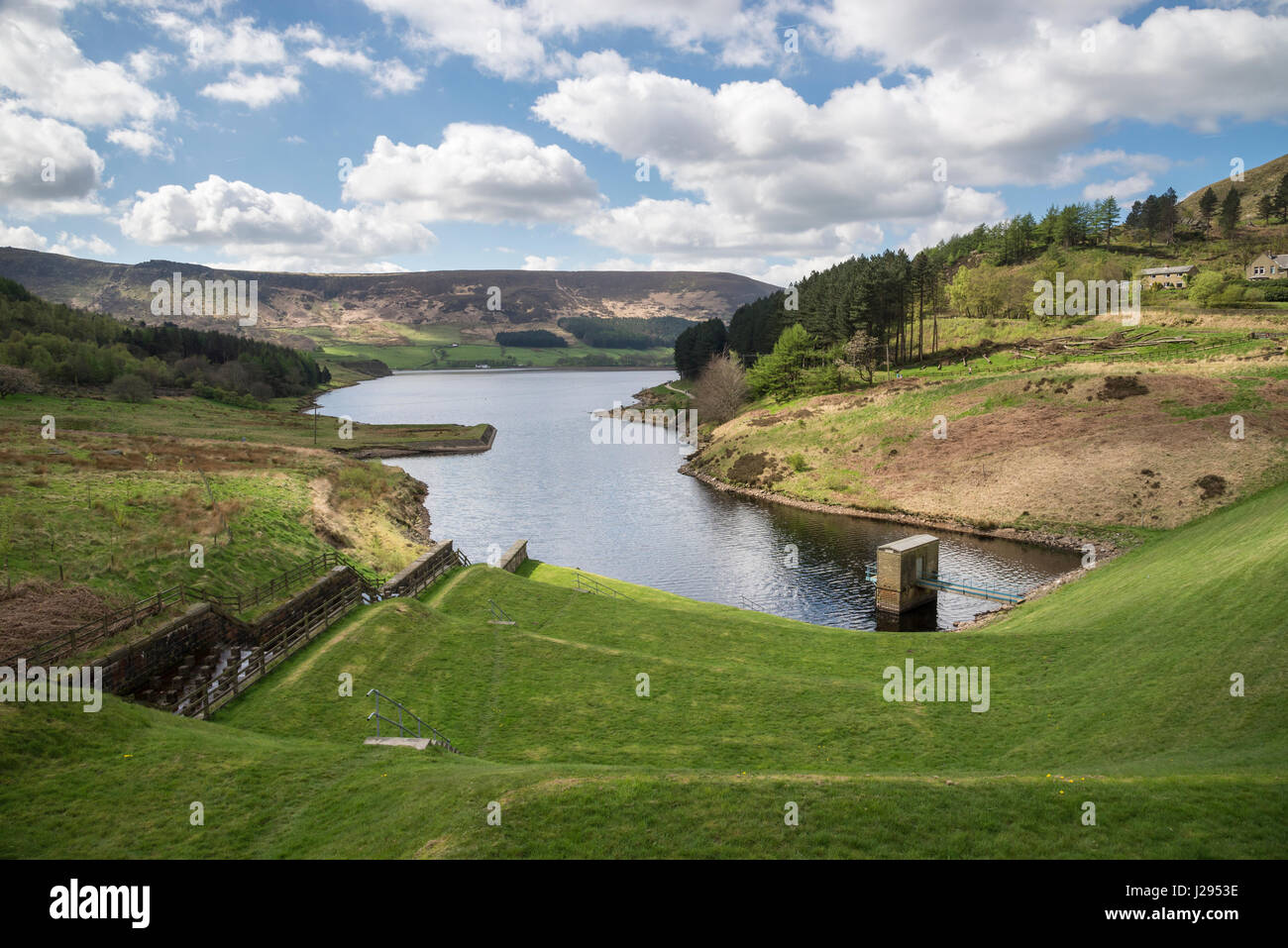 Dove Stones reservoir, a popular scenic area near Greenfield, Greater ...