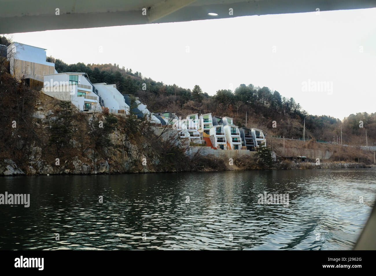 View window boat sea mountain blue sky Stock Photo - Alamy