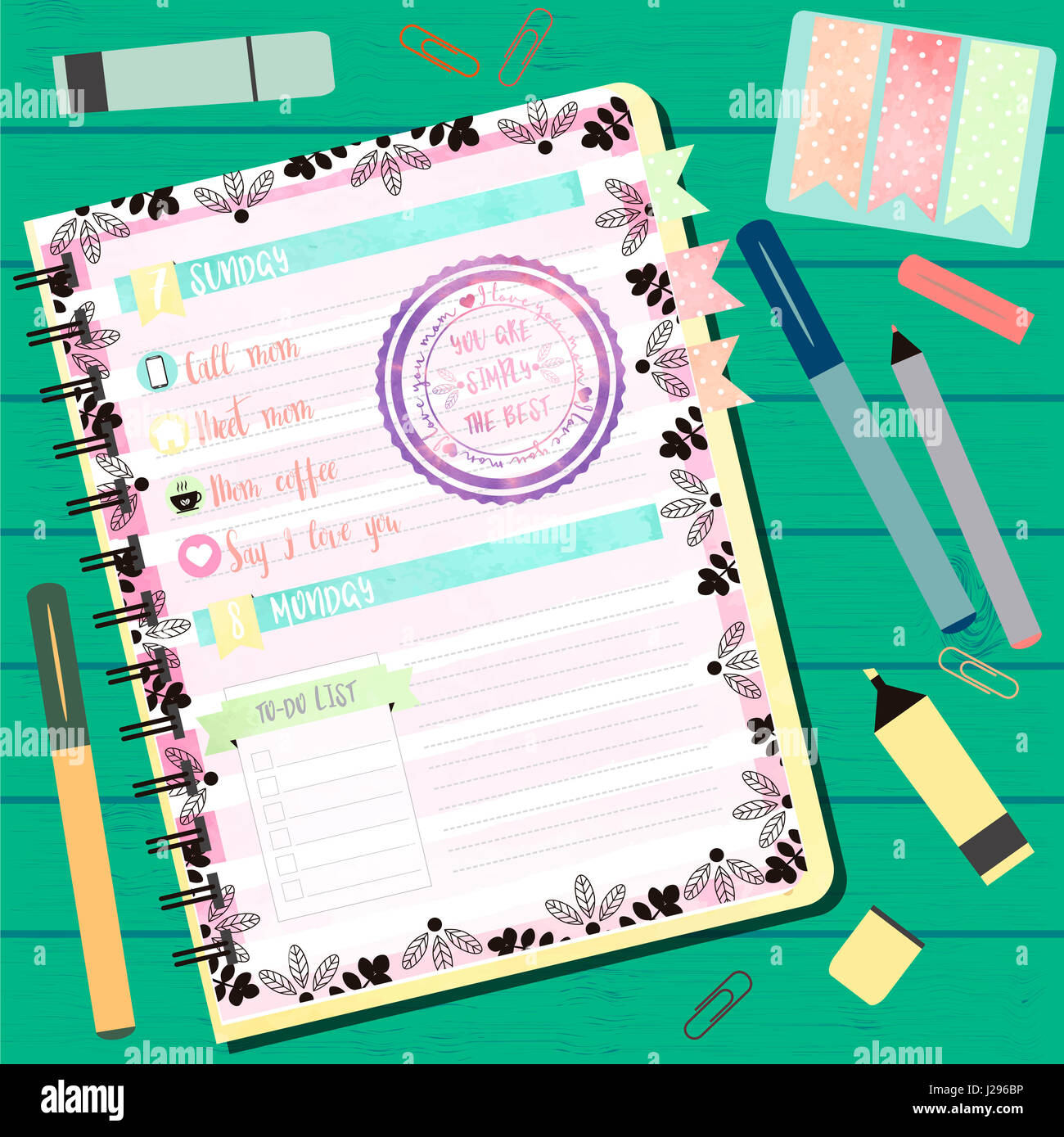 Bullet journal prepared for mother's day Stock Photo - Alamy