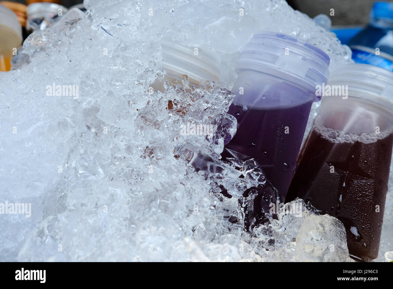 cold drinks for sale at a local food market, in Bangkok. (Selective ...