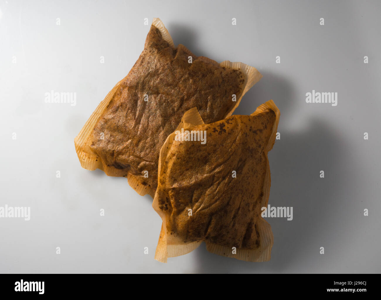Used tea-bags of ordinary blended British tea, with short-cut fibres to ...